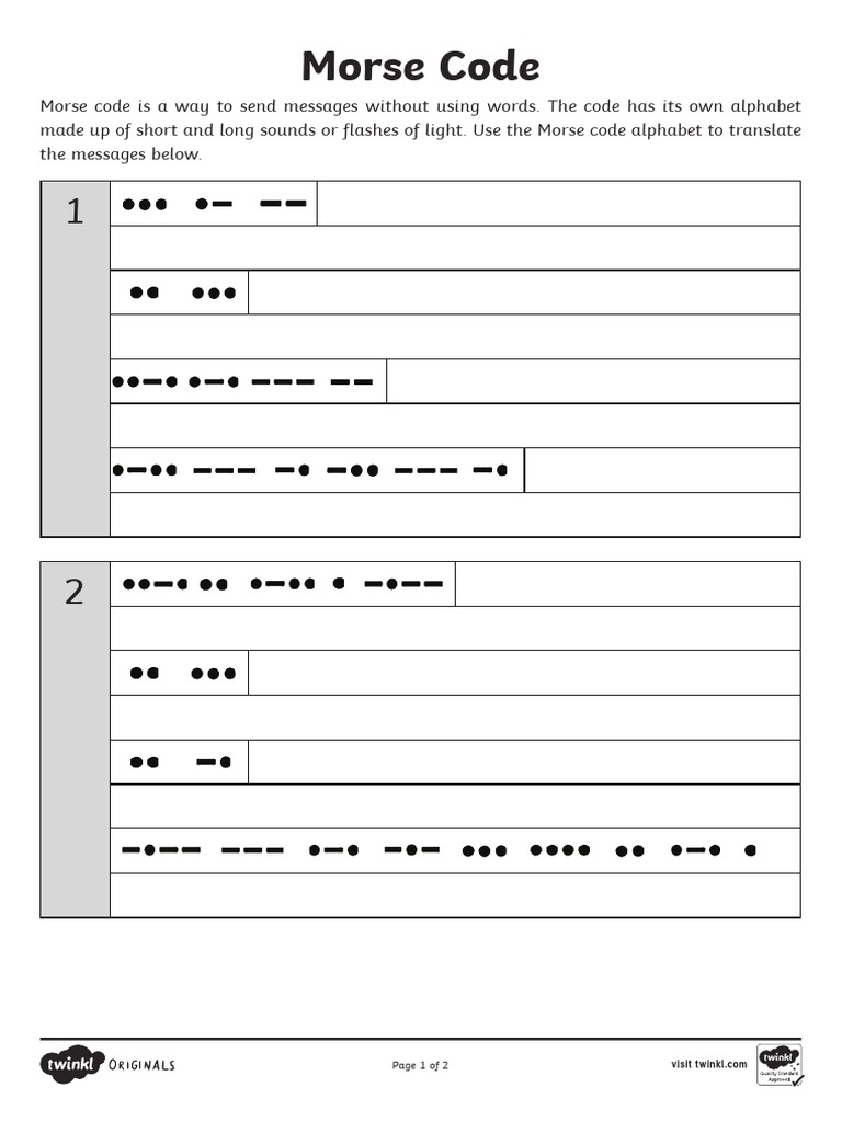 Free Printable Morse Code Worksheet - Free Printable