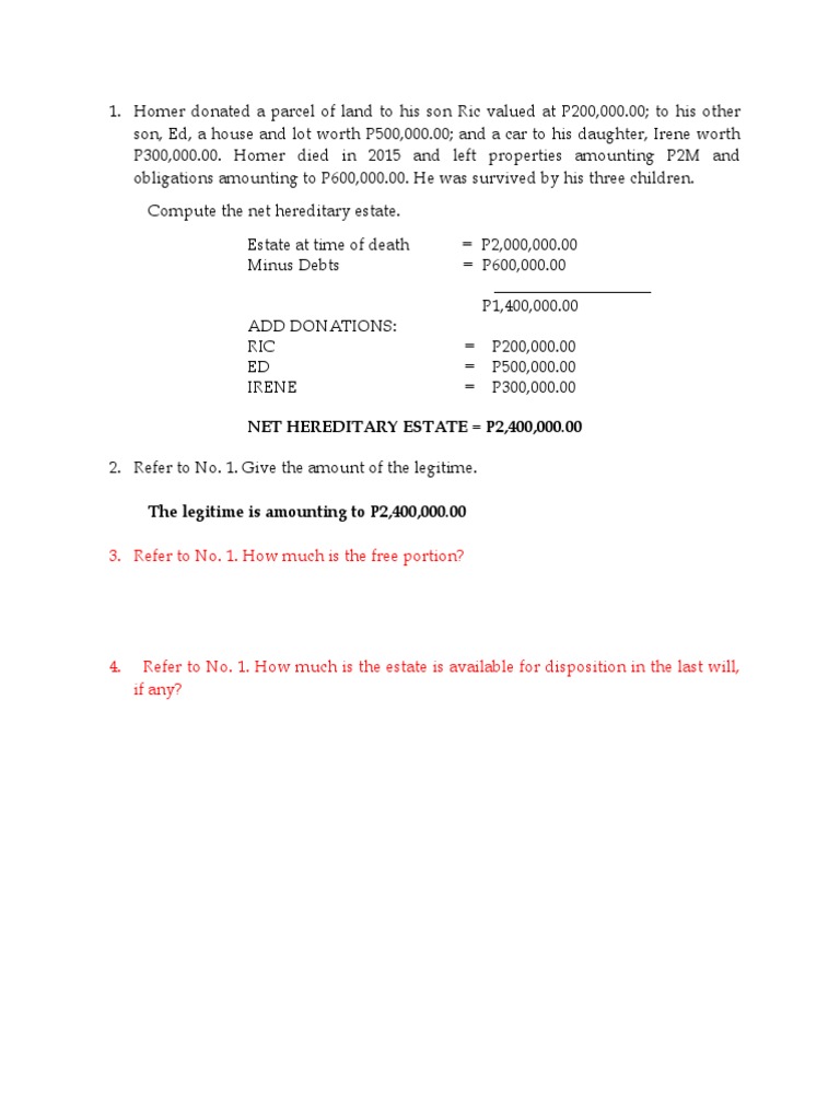 Net Hereditary Estate Calculation Guide | PDF | Finance & Money ...