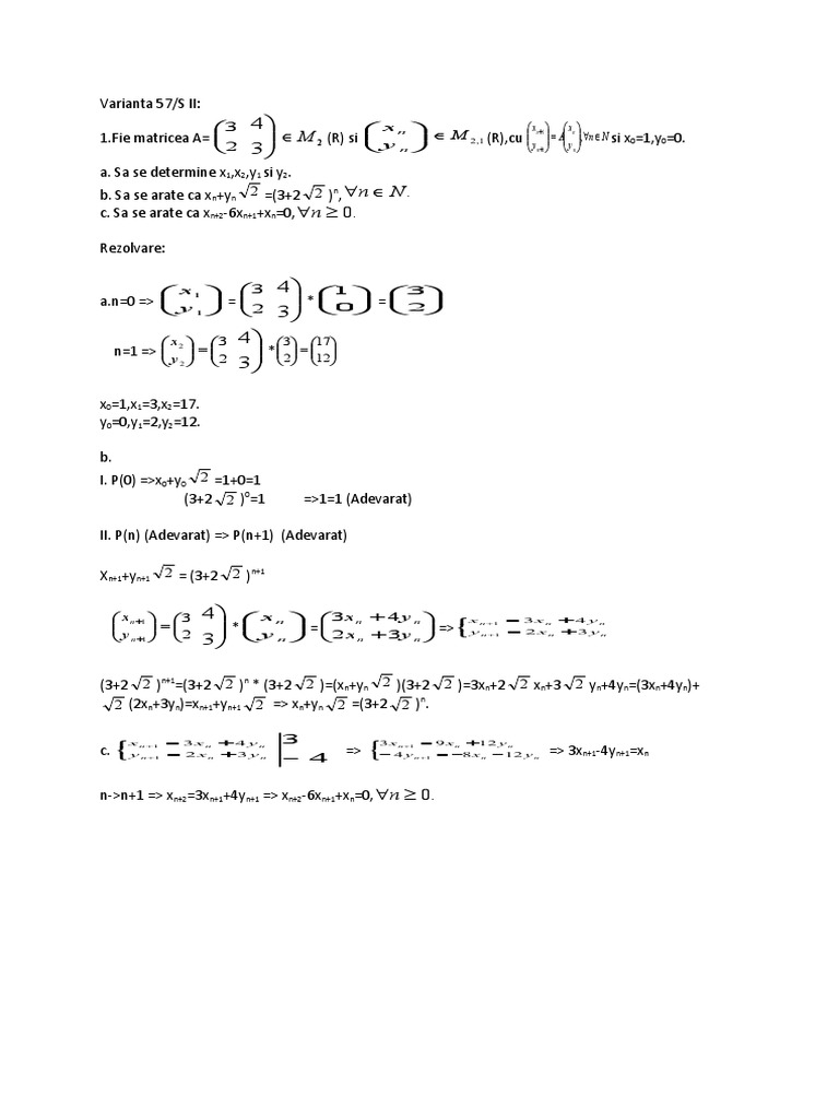 Matrix Recurrence Relations Solutions | PDF