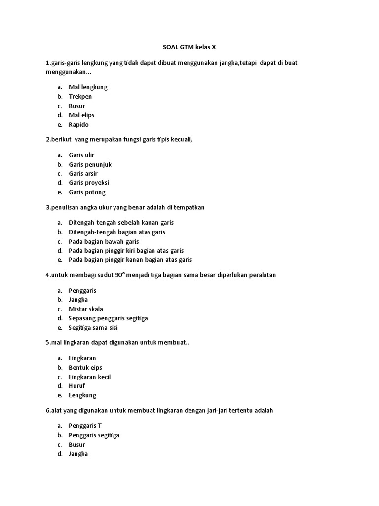SOAL GTM Kelas X | PDF