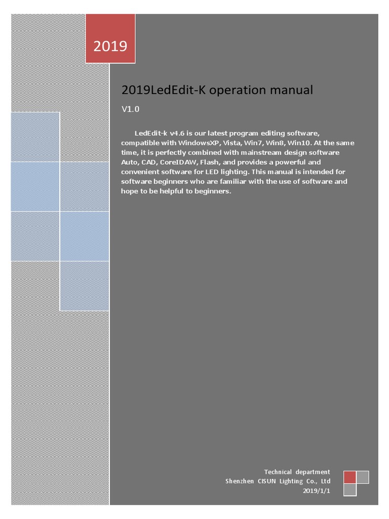 2019 Lededit K Operation Manual A Guide For Beginners On Installing