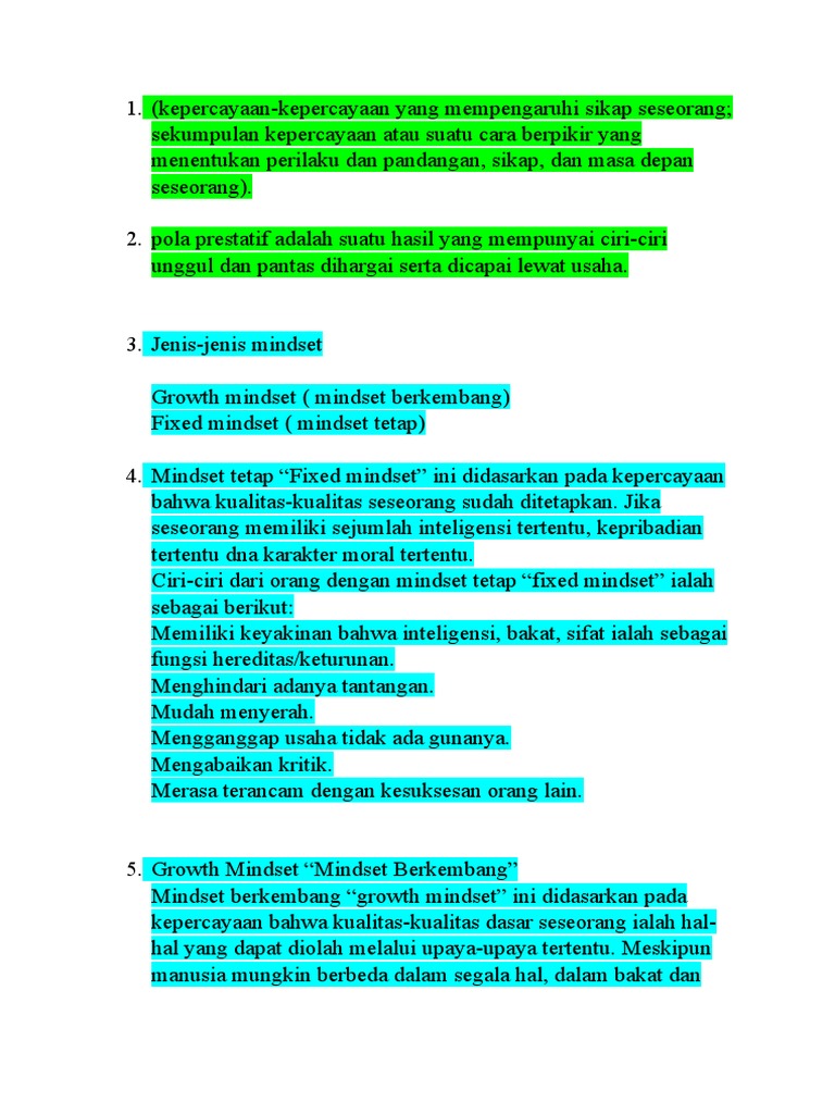 Memahami dan Mengubah Mindset | PDF