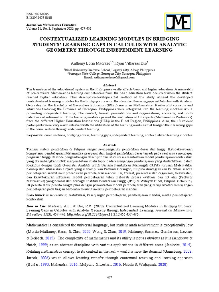 Contextualized Learning in Calculus Education | PDF | Area | Learning