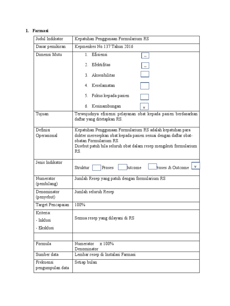 Contoh Indikator Mutu | PDF