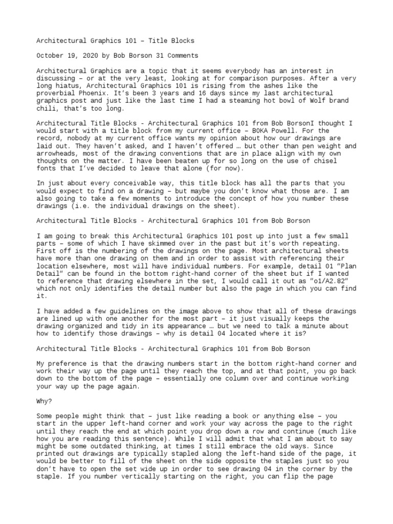 Architectural Graphics 101 - Title Blocks | PDF | Drawing | Graphics