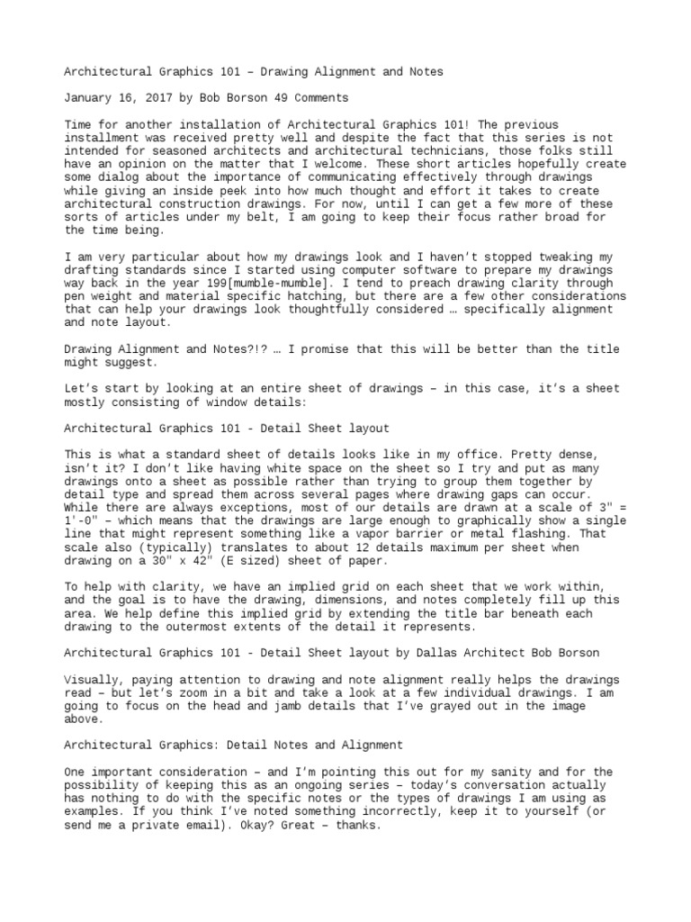 Architectural Graphics 101 - Drawing Alignment and Notes | PDF ...