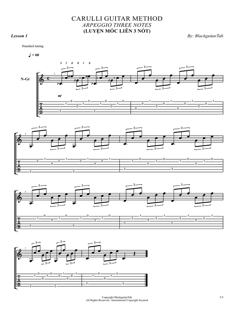 Carulli Guitar Method: Arpeggio Three Notes | PDF | String Instruments ...