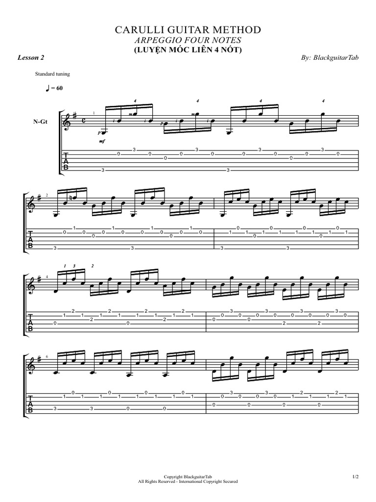 Carulli Guitar Method: Arpeggio Four Notes | PDF | String Instruments ...