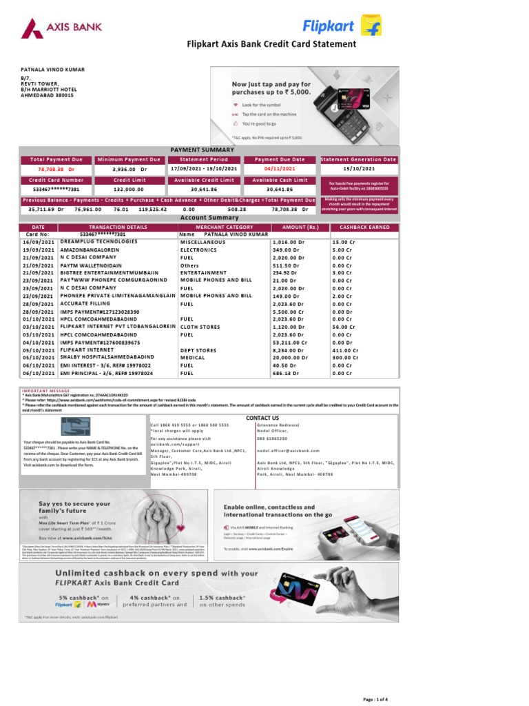 Credit Card Statement | PDF | Payments | Credit Card