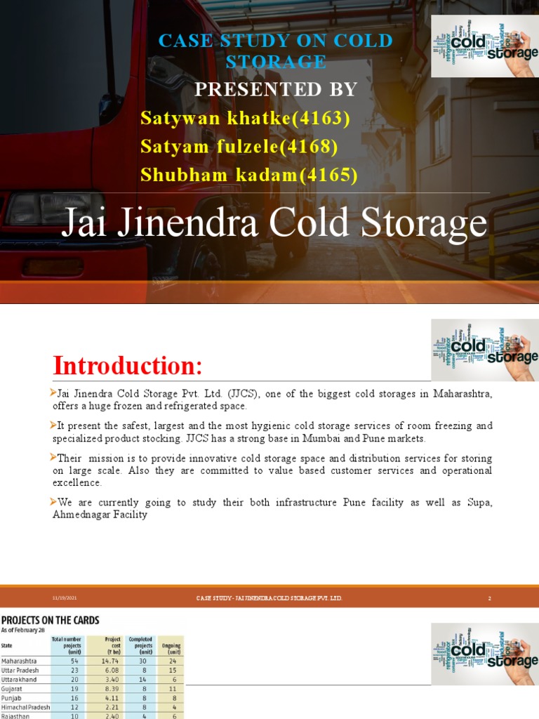 Jai Jinendra Cold Storage Case Study | PDF | Refrigeration | Foods