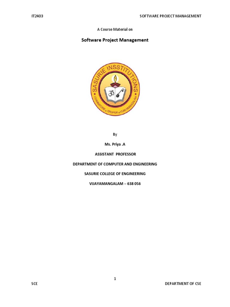 IT2403 - Software Project Management | PDF | Net Present Value ...