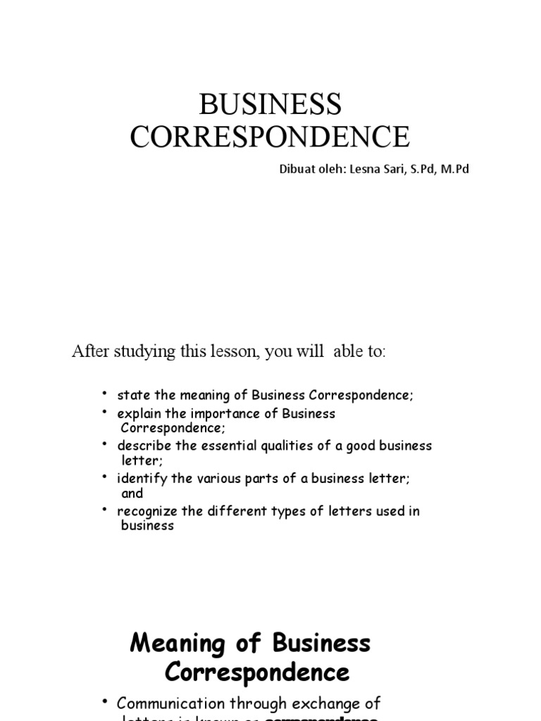 Pertemuan - 6 - Business Correspondence | PDF | Information | Human ...