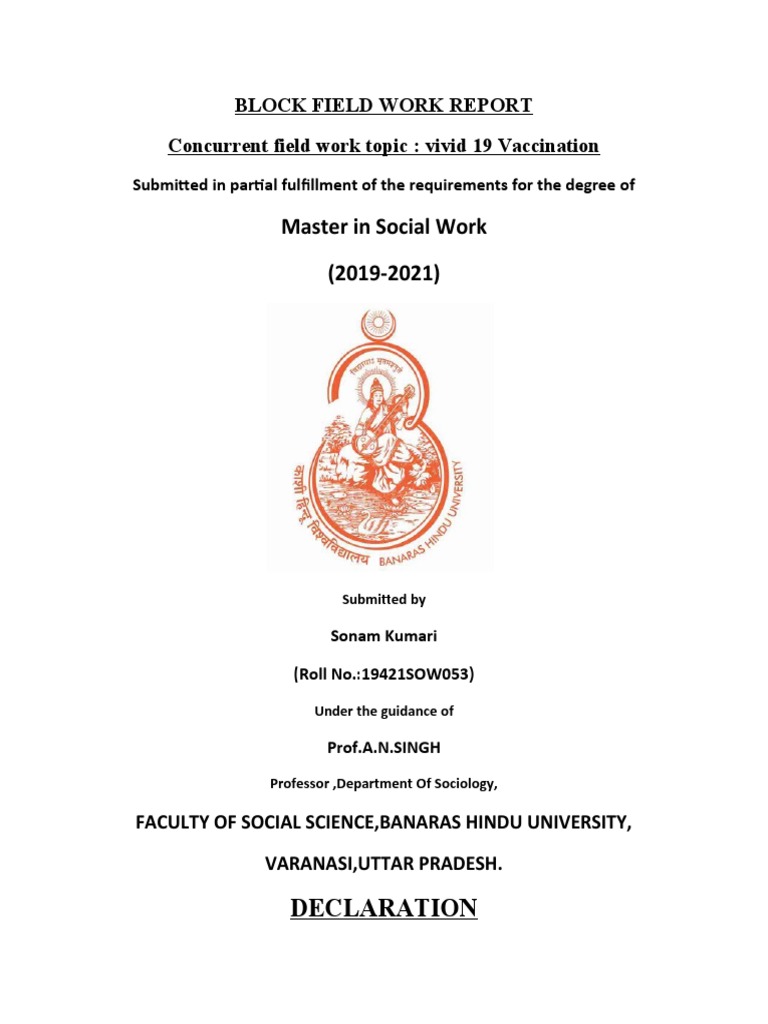 Master in Social Work (2019-2021) : Block Field Work Report Concurrent ...