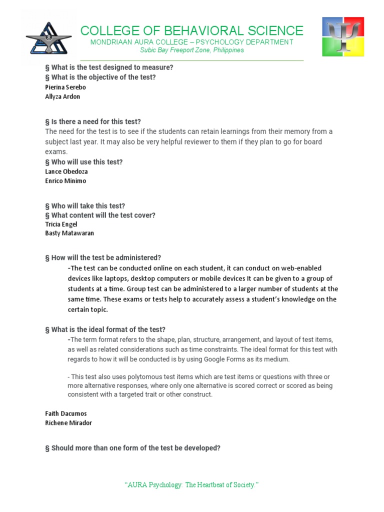 AURA Psychology Memory Test | PDF | Psychology | Test (Assessment)