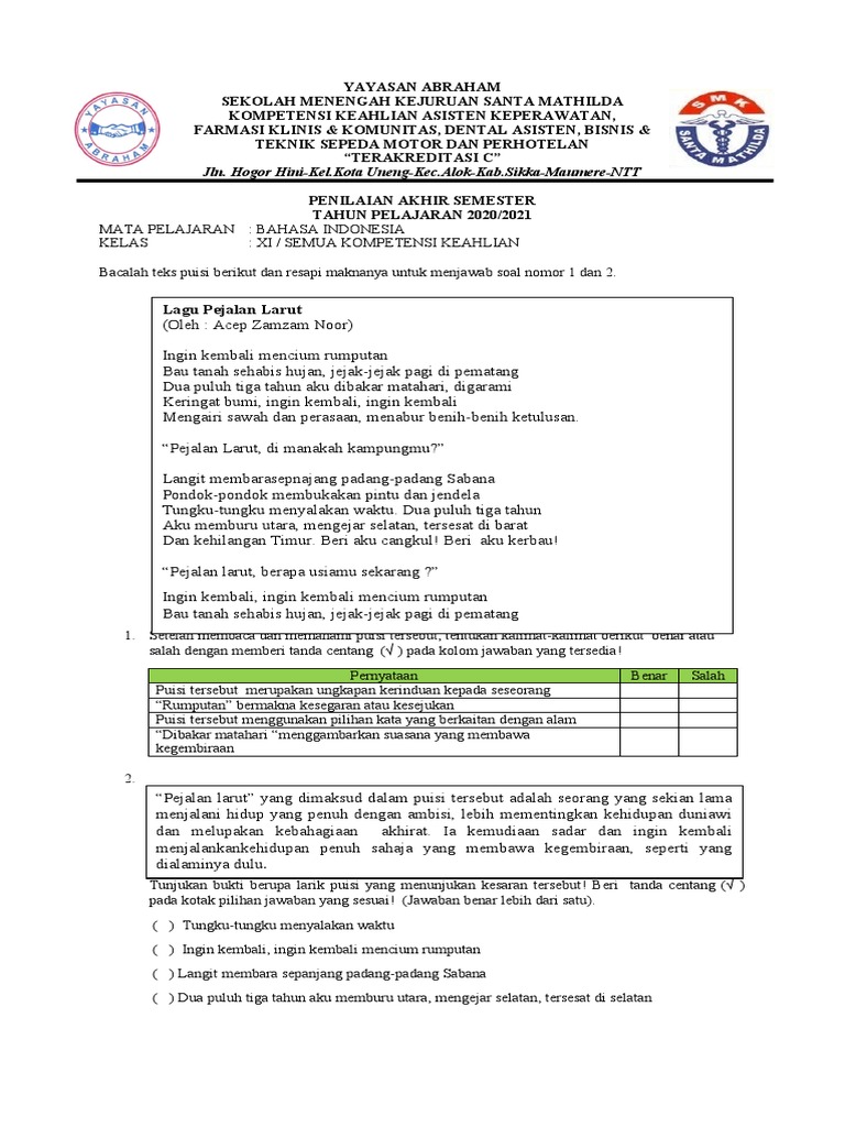 Soal Pas Bindo | PDF