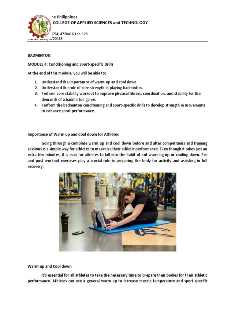 PE 3 Module 4 Badminton Conditioning and Sport Specific Drills | PDF ...