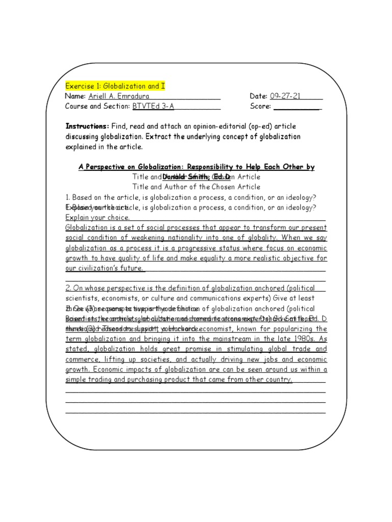 Instructions: Find, Read and Attach An Opinion-Editorial (Op-Ed ...