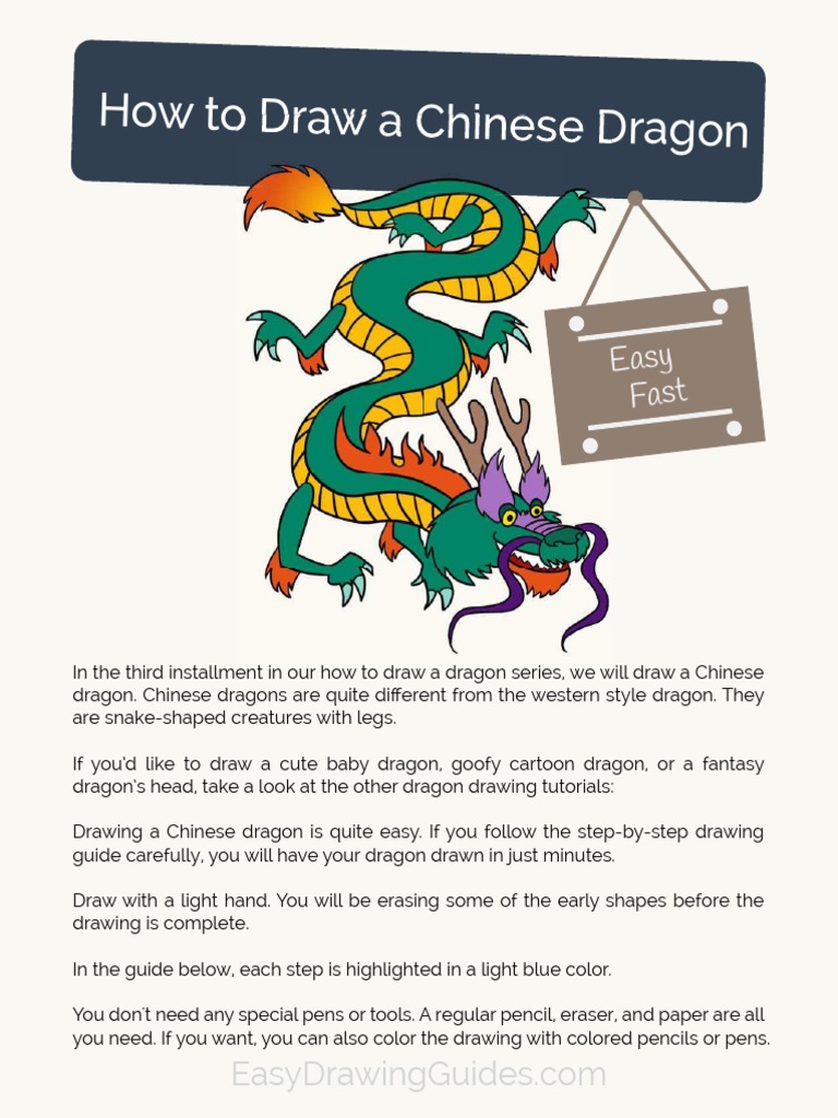 Chinese Dragons Drawings Easy How To Draw Chinese Dragon: Step By Step