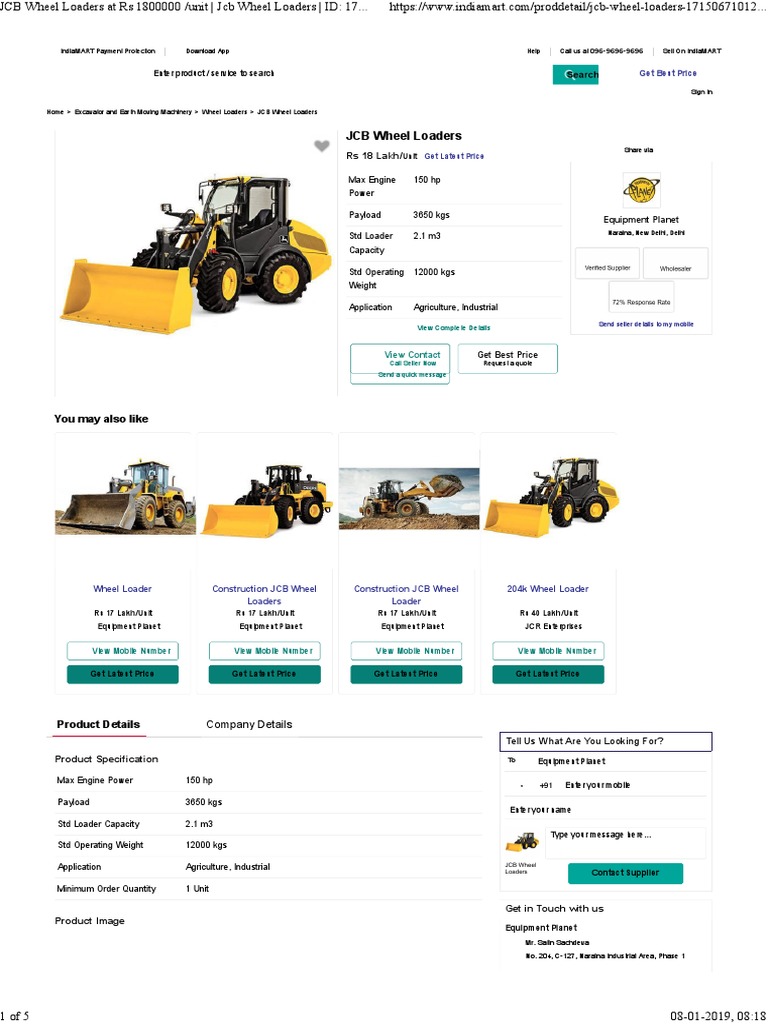 JCB Front Loader | PDF | Loader (Equipment) | Tamil Nadu