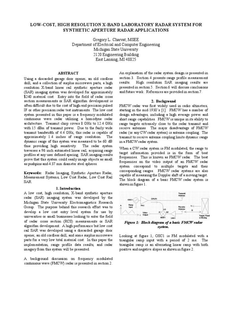 Low-Cost and High Resolution X-Band Laboratory Radar System For ...