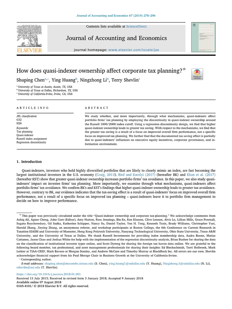 Journal of Accounting and Economics: Shuping Chen, Ying Huang ...