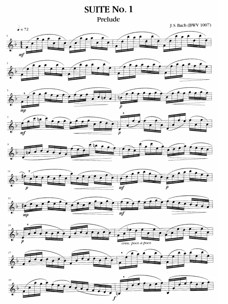 Bach - Cello Suite No 1 (Transposed) - Alto Sax | PDF