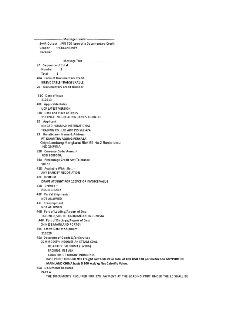 LC Draft CFR120 | PDF | Bill Of Lading | Invoice