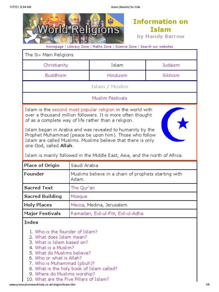 Islam (Muslim) For Kids | PDF | Prophets And Messengers In Islam | Ramadan