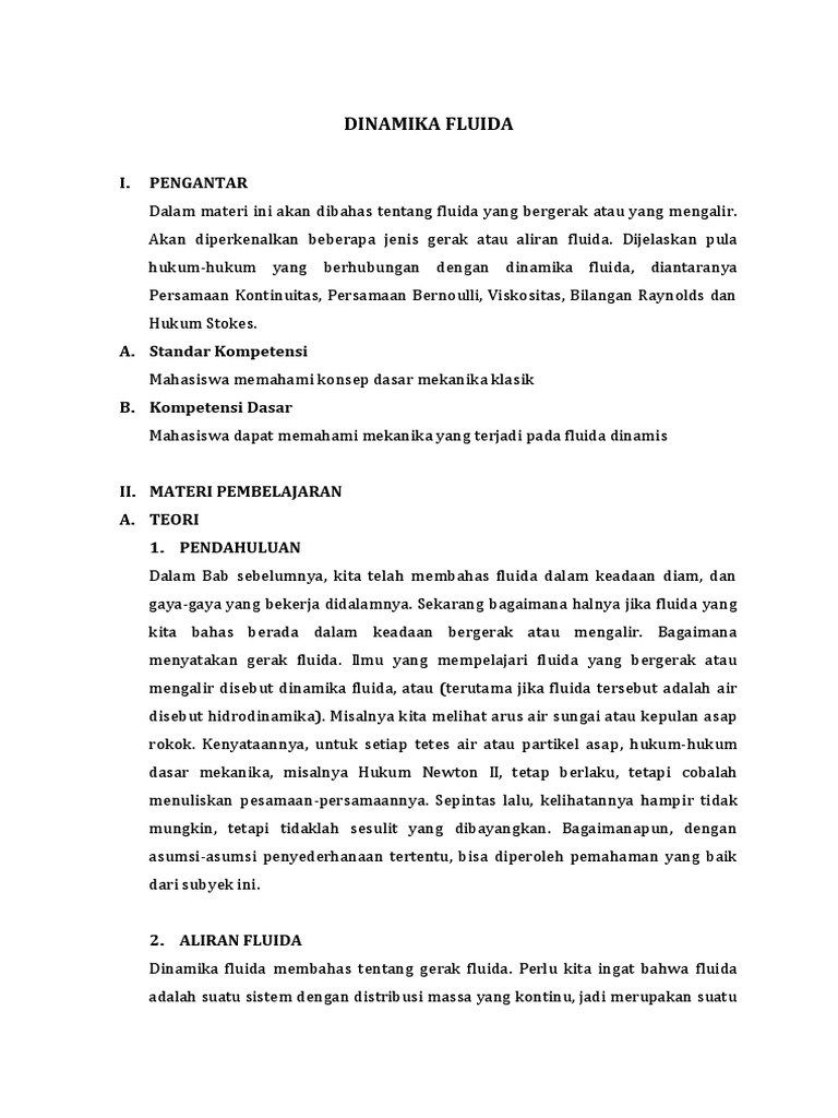 Chapter 7. Dinamika Fluida | PDF