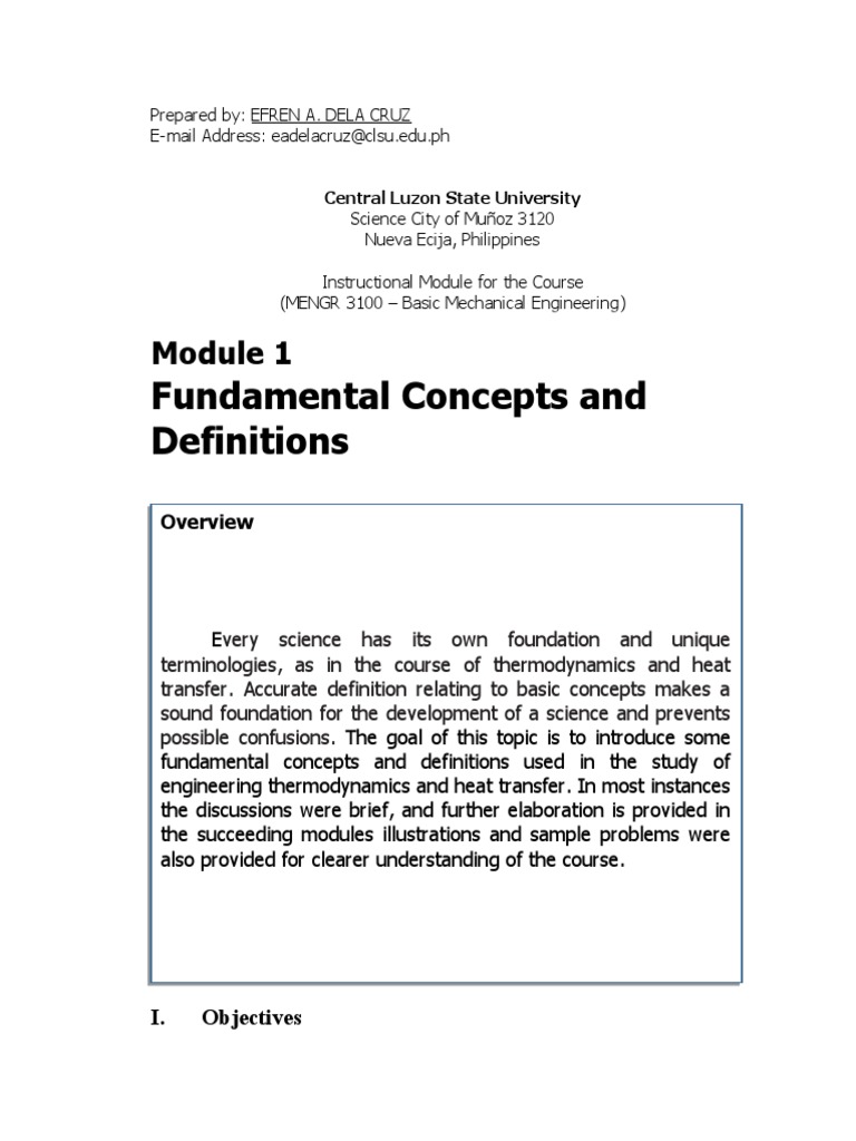 Module 1. 3100 Fundamental Concepts | PDF | Temperature | Heat
