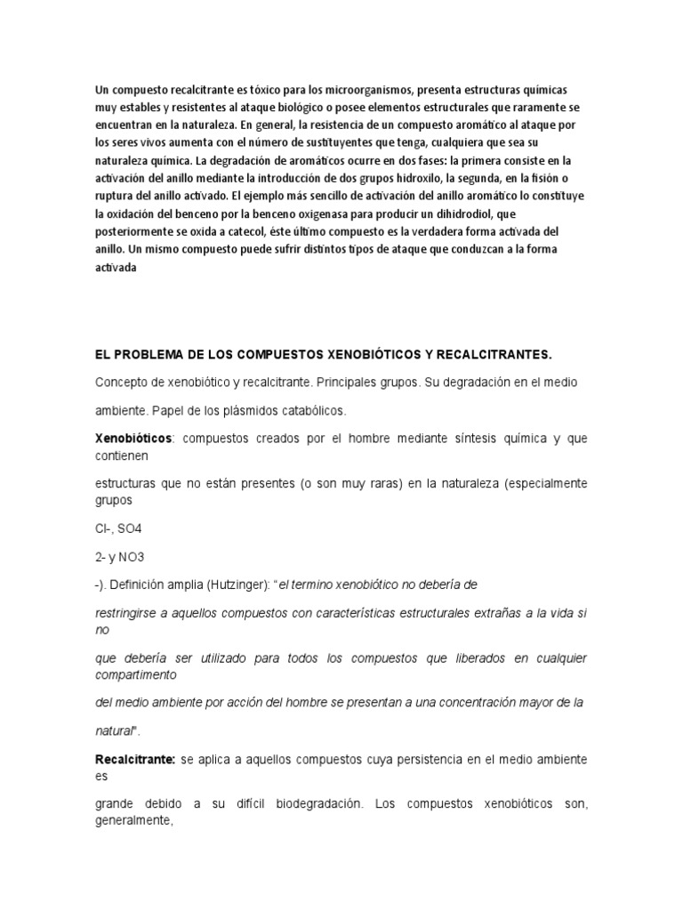 Un Compuesto Recalcitrante Es Tóxico para Los Microorganismos | PDF ...