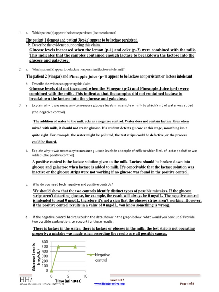 Lactase Lab Answer | PDF | Milk | Digestion
