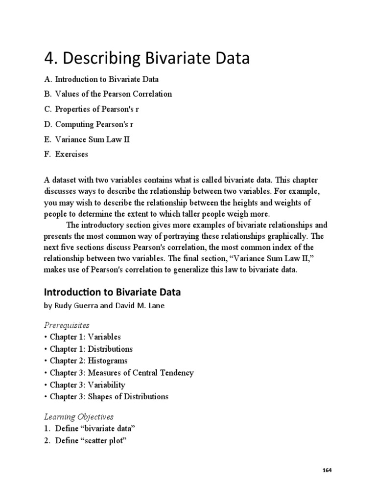 4 Describing Bivariate Data | PDF | Correlation And Dependence | Variance
