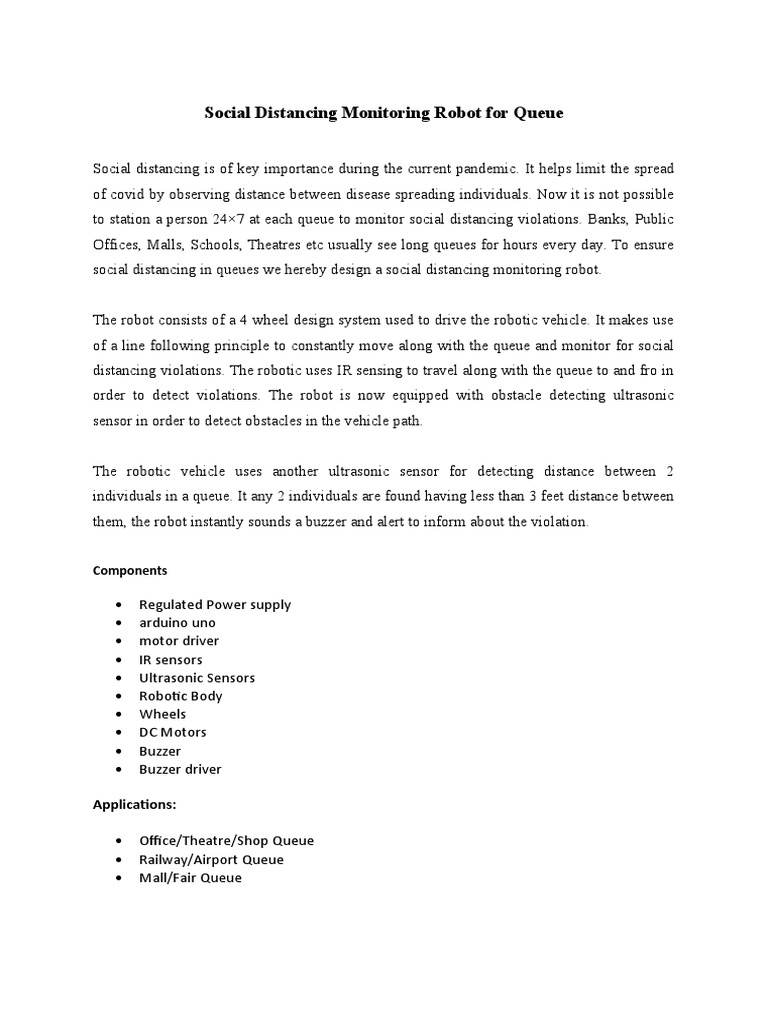 Social Distancing Monitoring Robot For Queue | PDF