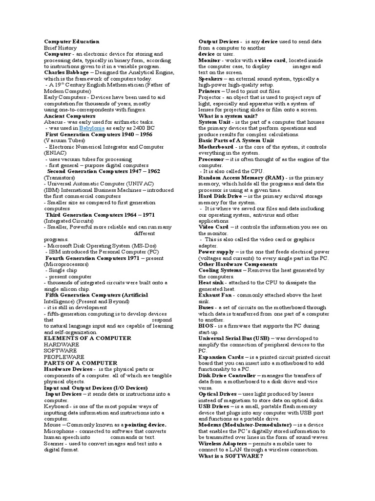 Computer Education | PDF | Personal Computers | Computer Hardware