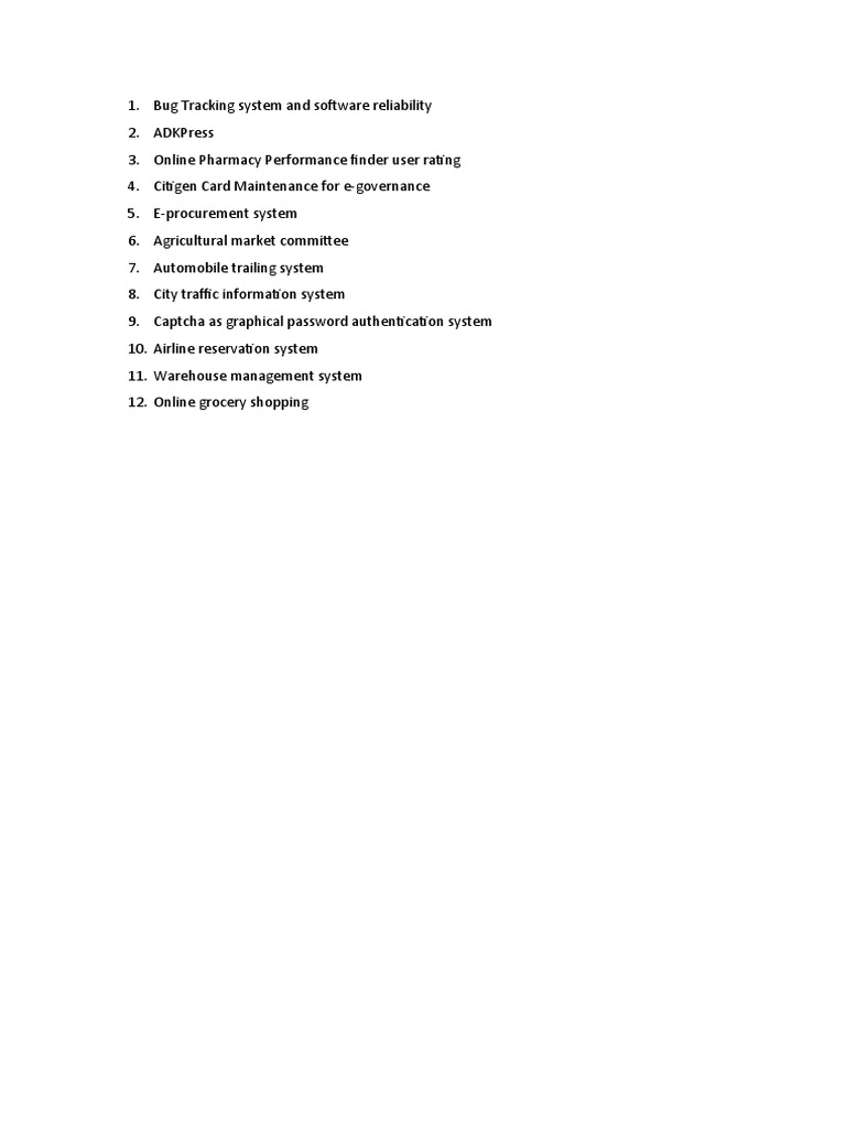 BCA Project List | PDF | Computers | Technology & Engineering