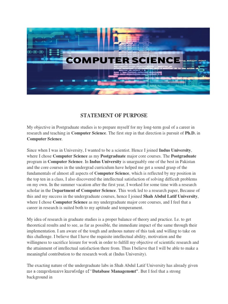 Statement of Purpose-1 | PDF | Science | Computer Science