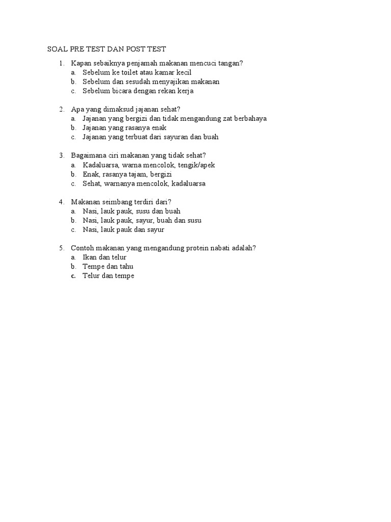 Soal Pre Test Dan Post Test Siti | PDF