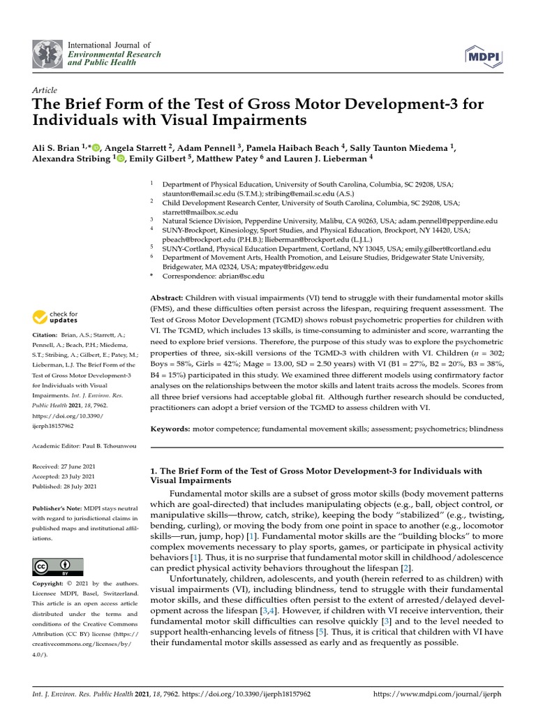TGMD 3 | PDF | Validity (Statistics) | Psychometrics