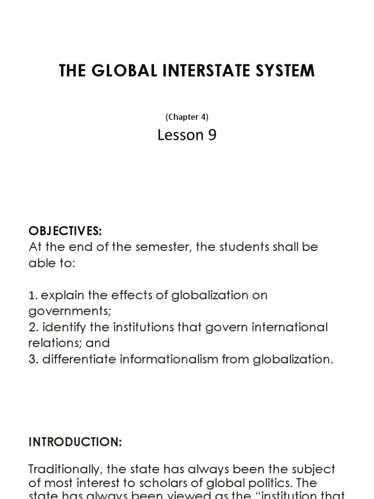 Understanding the Global Interstate System | PDF | State (Polity ...