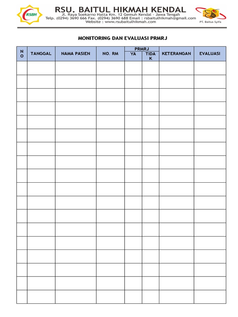 Form Monitoring Dan Evaluasi PRMRJ | PDF