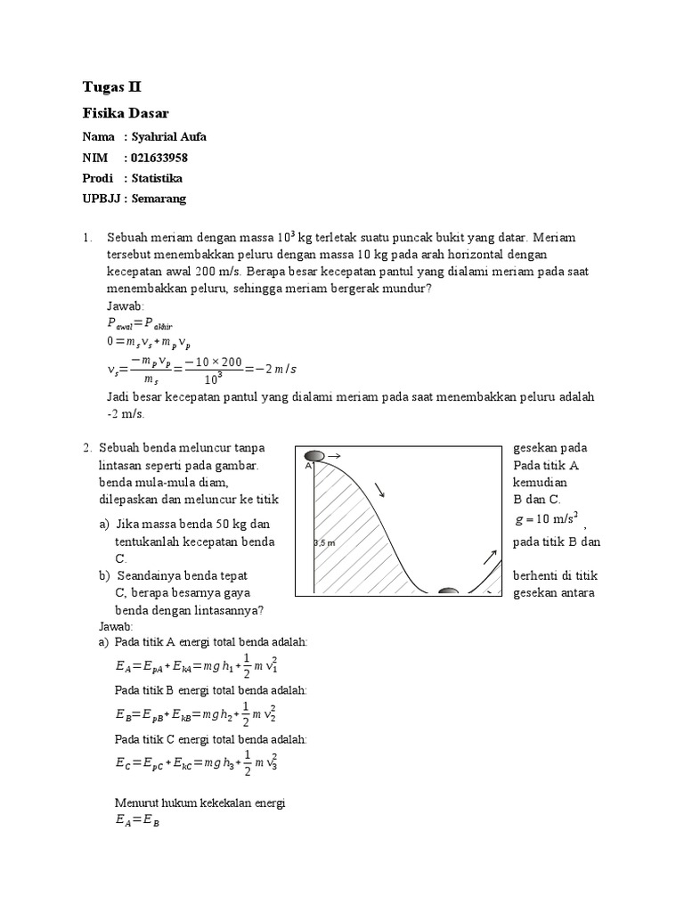 Tugas 2 Fisika Dasar Statistika Universitas Terbuka | PDF