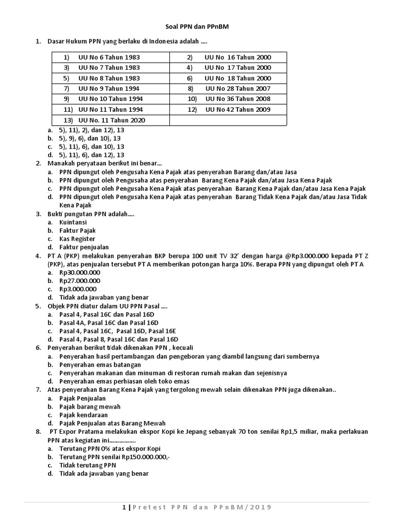 Soal PPN dan PPnBM Indonesia | PDF | Bisnis | Pengelolaan Keuangan & Uang