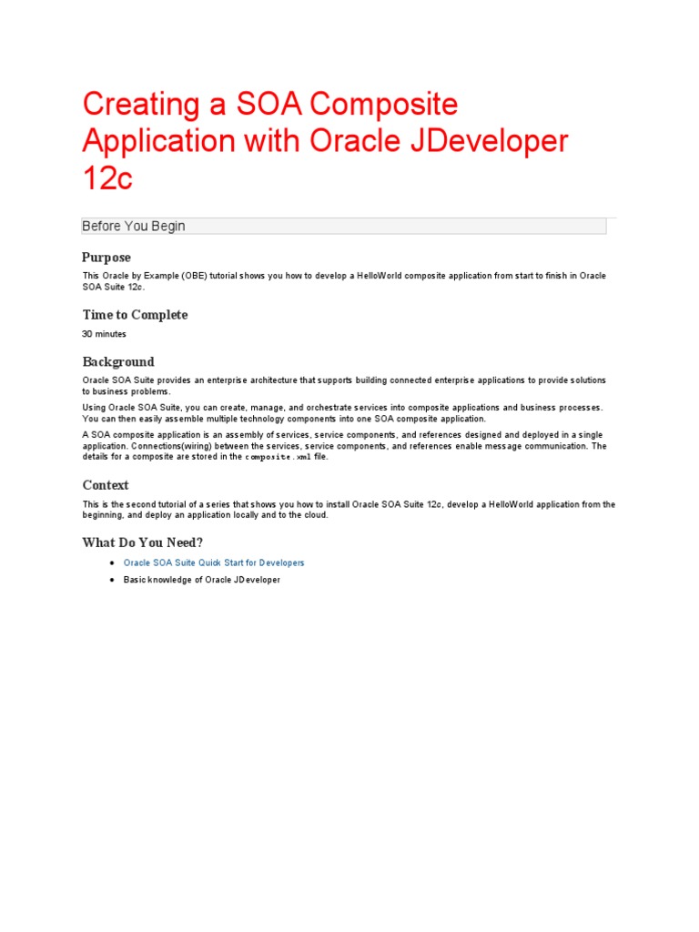 Creating A Soa Composite Application With Oracle Jdeveloper 12c Pdf Service Oriented