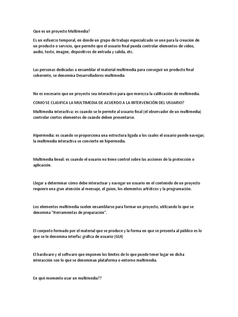 Que Es Un Proyecto Multimedia | PDF | Multimedia | Medios interactivos