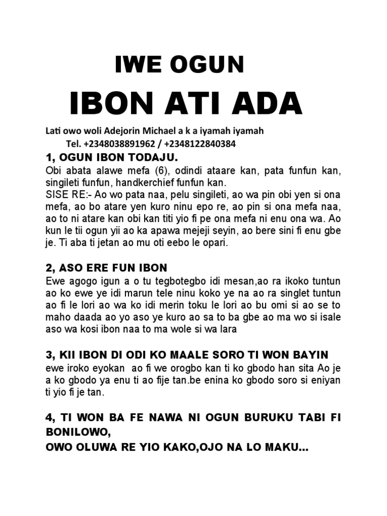 Iwe Ogun Ibon Ati Ada Fol.1 | PDF