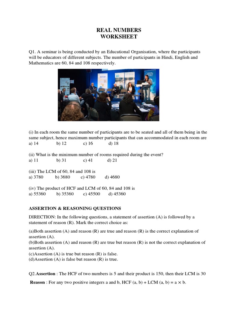 Real Numbers Worksheet: Assertion & Reasoning Questions | PDF | Numbers ...