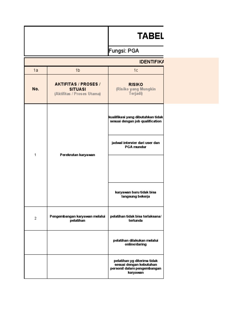Tabel Identifikasi Risiko Dan Peluang | PDF