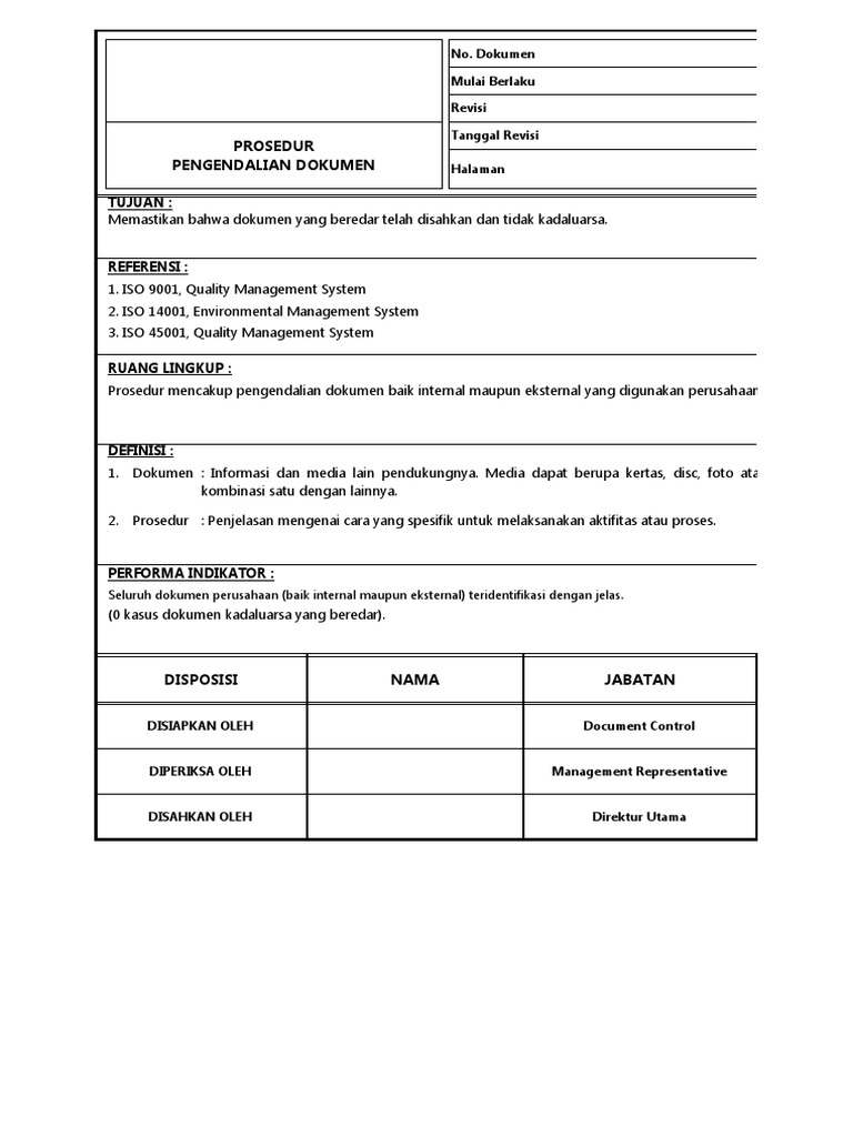 Contoh Template Prosedur | PDF