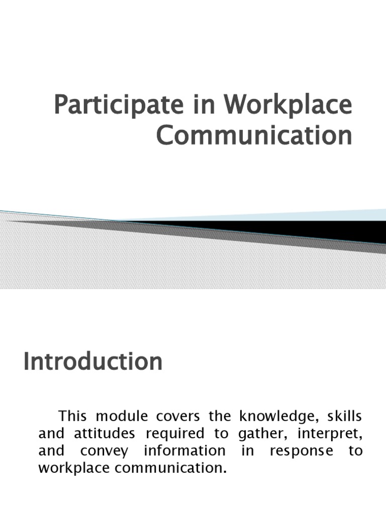 Participate in Workplace Communication 2nd Hand Out | PDF ...
